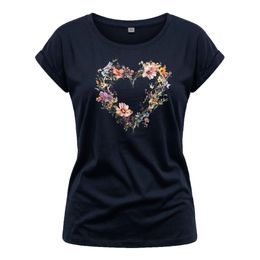 MAKAYA Shirt 'Blumenherz' female size XL Blue