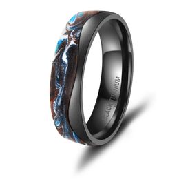 Marrya Ring 'MARRYA Ehering BT-15 Black Titanium Ocean Blue Edition' Damen Gr&ouml;&szlig;e 62 schwarz