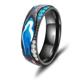 Marrya Ring 'MARRYA Ehering BT-15 Black Titanium Ocean Blue Edition' Damen Gr&ouml;&szlig;e 51 ultramarinblau