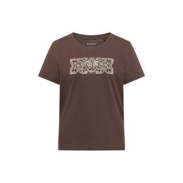 Mustang T-Shirt 'Alma' Damen Gr&ouml;&szlig;e L hellbeige / dunkelbraun
