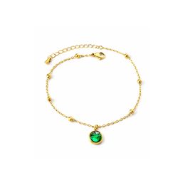 Pure Schmuck Fu&szlig;schmuck 'Green Crystal Fu&szlig;kette' Damen Gr&ouml;&szlig;e 21 + 5 cm extension gold