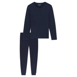 Schiesser Long Pajamas 'Casual Essentials' male size XXL Dark blue / Red