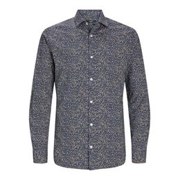 Jack & Jones JACK & JONES Button Up Shirt 'JPRBLABlackpool' male size XL Night blue / Mustard / Greige / Off white