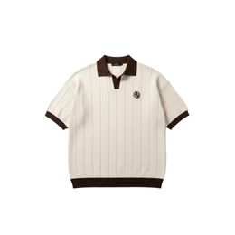 Kleidermafia Shirt 'Loose Fit Embroidered Polo T-shirt - Crem&eacute;' male size M Cream