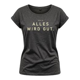 MAKAYA Shirt 'Bin da alles wird gut' female size XXL Grey