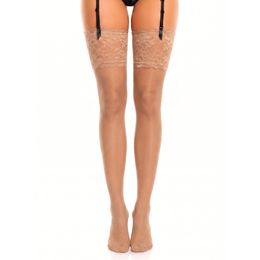 GLAMORY Halterlose Str&uuml;mpfe 'Luxury 20' Damen Gr&ouml;&szlig;e L/XL beige
