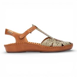 Pikolinos Damen-Keilsandalen aus hellgr&uuml;nem Leder mit Polsterung - P-Vallarta