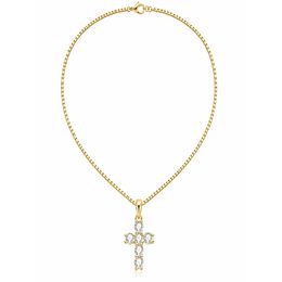 Rougemont Jewellery Kette 'Funkelnde Moissanit Kreuz Halskette Capri 925 Sterling Silber' Damen Gr&ouml;&szlig;e 45 gold