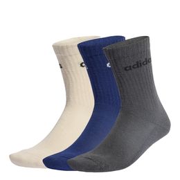 ADIDAS SPORTSWEAR Athletic Socks 'Linear Crew Cushioned 6 Pair Pack' female size 28/30 Navy / Dark grey / White