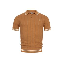 INDICODE Jeans Poloshirt ' INLuner ' Herren Gr&ouml;&szlig;e M hellbraun / naturwei&szlig;