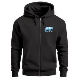 Neverless Sweatjacke 'B&auml;r Polygon Blau' Herren Gr&ouml;&szlig;e XL schwarz