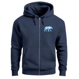 Neverless Sweatjacke 'B&auml;r Polygon Blau' Herren Gr&ouml;&szlig;e L navy
