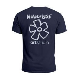 Neverless Shirt 'Minimal Blossom' Herren Gr&ouml;&szlig;e S navy