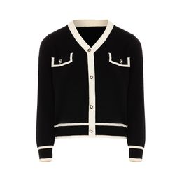 NAEMI Strickjacke Damen Gr&ouml;&szlig;e XS/S schwarz / wollwei&szlig;