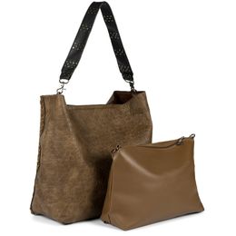 styleBREAKER Schultertasche '2 in 1 Schultertasche mit Nietengurt und Innentasche' Damen Gr&ouml;&szlig;e One Size braun