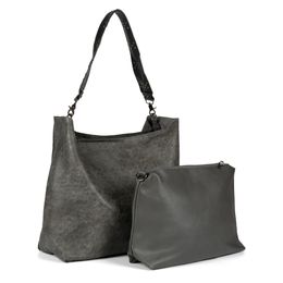 styleBREAKER Schultertasche '2 in 1 Schultertasche mit Nietengurt und Innentasche' Damen Gr&ouml;&szlig;e One Size dunkelgrau