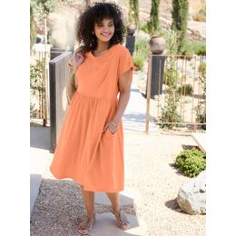 sheego Damen Jerseykleid, Orange, Gr. 46, Einfarbige Kleider, 100% Baumwolle