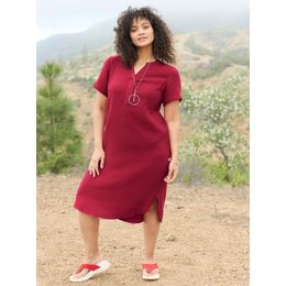 sheego Damen Baumwollkleid, Rot, Gr. 52, Einfarbige Kleider, 100% Baumwolle