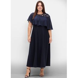 sheego Damen Abendkleid, Blau, Gr. 48, Maxikleider, Material: Polyester