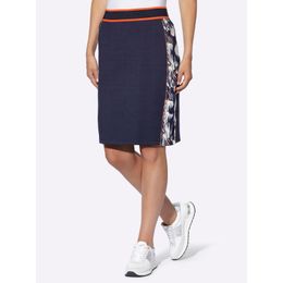 Heine Witt Damen Jerseyrock mit Kontrast-Eins&auml;tzen, marine-wei&szlig;-bedruckt, Gr&ouml;&szlig;e 48