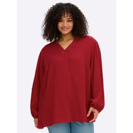 sheego Damen Tunika, Rot, Gr. 50, Tuniken, 100% Baumwolle