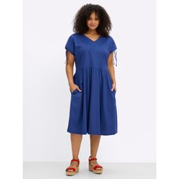 sheego Damen Jerseykleid, Blau, Gr. 54, Einfarbige Kleider, 100% Baumwolle