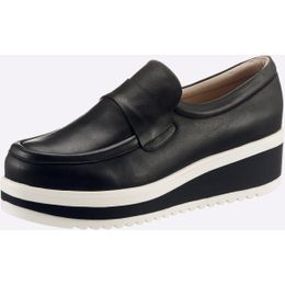 Heine Damen Slipper, Schwarz, Gr. 36, Mokassins & Slippers, Material: Rindsleder