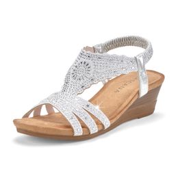 Lascana Damen Keilsandalette, Silberfarben, Gr. 42, Sandalen & Sandaletten, Material: Textil