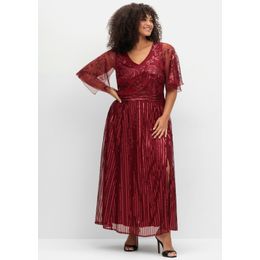 sheego Damen Abendkleid, Rot, Gr. 46, Maxikleider, Material: Polyester
