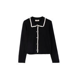 Camomilla Italia Strickjacke 'Cody' Damen Gr&ouml;&szlig;e XXL schwarz / wollwei&szlig;