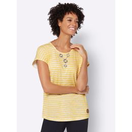 Heine Damen Rundhalsshirt, Gelb, Gr. 40, T-Shirts, Material: Baumwolle