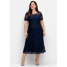 sheego Damen Abendkleid, Blau, Gr. 54, Einfarbige Kleider, Material: Polyester