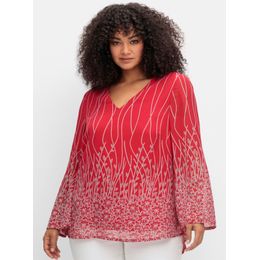 sheego by Joe Browns sheego Gro&szlig;e Gr&ouml;&szlig;en Tunika aus Chiffon, mit Untershirt, rot-gemustert, Gr&ouml;&szlig;e 48 - Damen