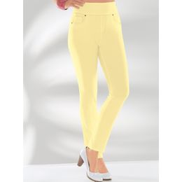 Heine Damen 5-Pocket-Hose, Gelb, Gr. 52, R&ouml;hrenhosen, Material: Viskose