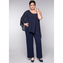 sheego Damen Jumpsuit, Blau, Gr. 58, Overalls, Material: Polyester