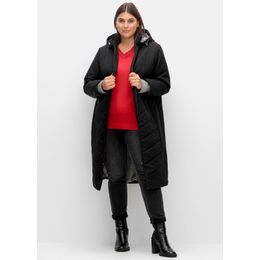 sheego Damen Steppmantel mit seitlichen Rei&szlig;verschl&uuml;ssen, schwarz, Gr&ouml;&szlig;e 54