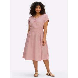 sheego Damen Sommerkleid, Rosa, Gr. 42, Einfarbige Kleider, 100% Baumwolle