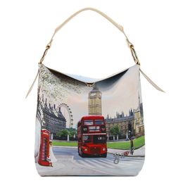 Y Not? Schultertasche 'Yesbag' Damen Gr&ouml;&szlig;e One Size kitt / grau / grasgr&uuml;n / dunkelrot