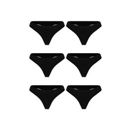 Albero Natur String '6er Pack Damen Bio Baumwoll Tanga-Slip' Damen Gr&ouml;&szlig;e XL schwarz