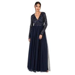 MAYA DELUXE - Kittel f&uuml;r Damen, V-Ausschnitt, Lang&auml;rmlig (Marine)