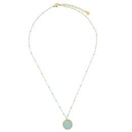 Sergio Engel Kette 'Beach Kette 03 Vergoldete farbig akzentuierte Edelstahlkette mit Natursteinanh&auml;nger' Damen Gr&ouml;&szlig;e 45 / 50 cm mint