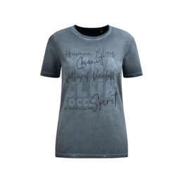 SOCCX T-Shirt Inside Oil Dyed mit Cuba Print Damen Gr&ouml;&szlig;e S gr&uuml;n