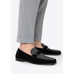 Wittchen Herren-Mokassins aus schwarzem kariertem Stoff
