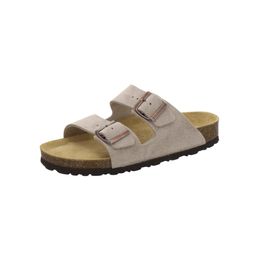 AFS-Schuhe Pantolette 'Pantoletten Damen Zweischnaller quarz Veloursleder' Damen Gr&ouml;&szlig;e 42 dunkelbeige