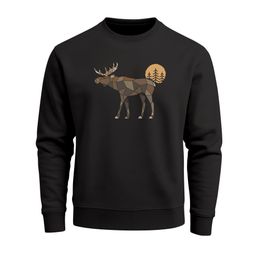 Neverless Sweatshirt 'Elch Polygon' Herren Gr&ouml;&szlig;e XL schwarz