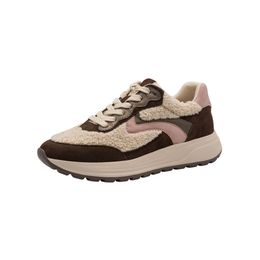 Tamaris Sneaker Damen Gr&ouml;&szlig;e 36 creme / dunkelbraun / ros&eacute; Sommerschuhe