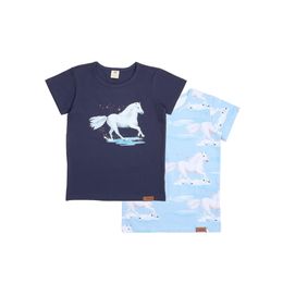 Walkiddy Shirt 'Walkiddy - White Horses T-Shirt' M&auml;dchen Gr&ouml;&szlig;e 134 blau