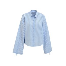 Milano Italy Gestreifte Bluse mit &Auml;rmel-Raffung Damen Gr&ouml;&szlig;e XS blau