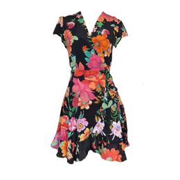 Introvertie Vienna Sommerkleid 'ALICE Silk Wrap Dress' Damen Gr&ouml;&szlig;e 40 schwarz