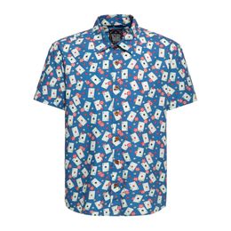 King Kerosin Button Up Shirt 'Casino' male size XXXL Blue